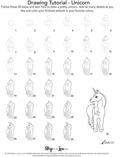EASY Step by Step How to Draw a Unicorn Tutorial | Skip To My Lou