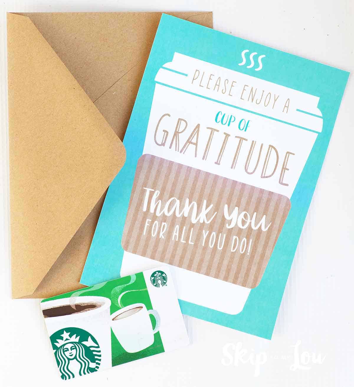 Enjoy a Cup of Gratitude Printable Coffee Gift Card Holder | Skip To My Lou