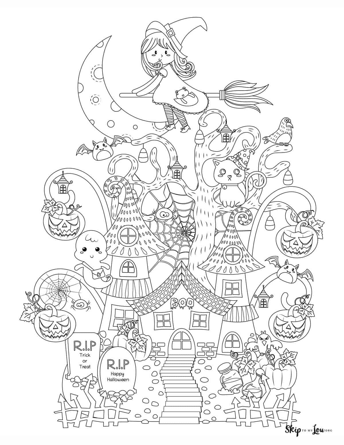 Cute Halloween Coloring Pages to print and color! | Skip To My Lou