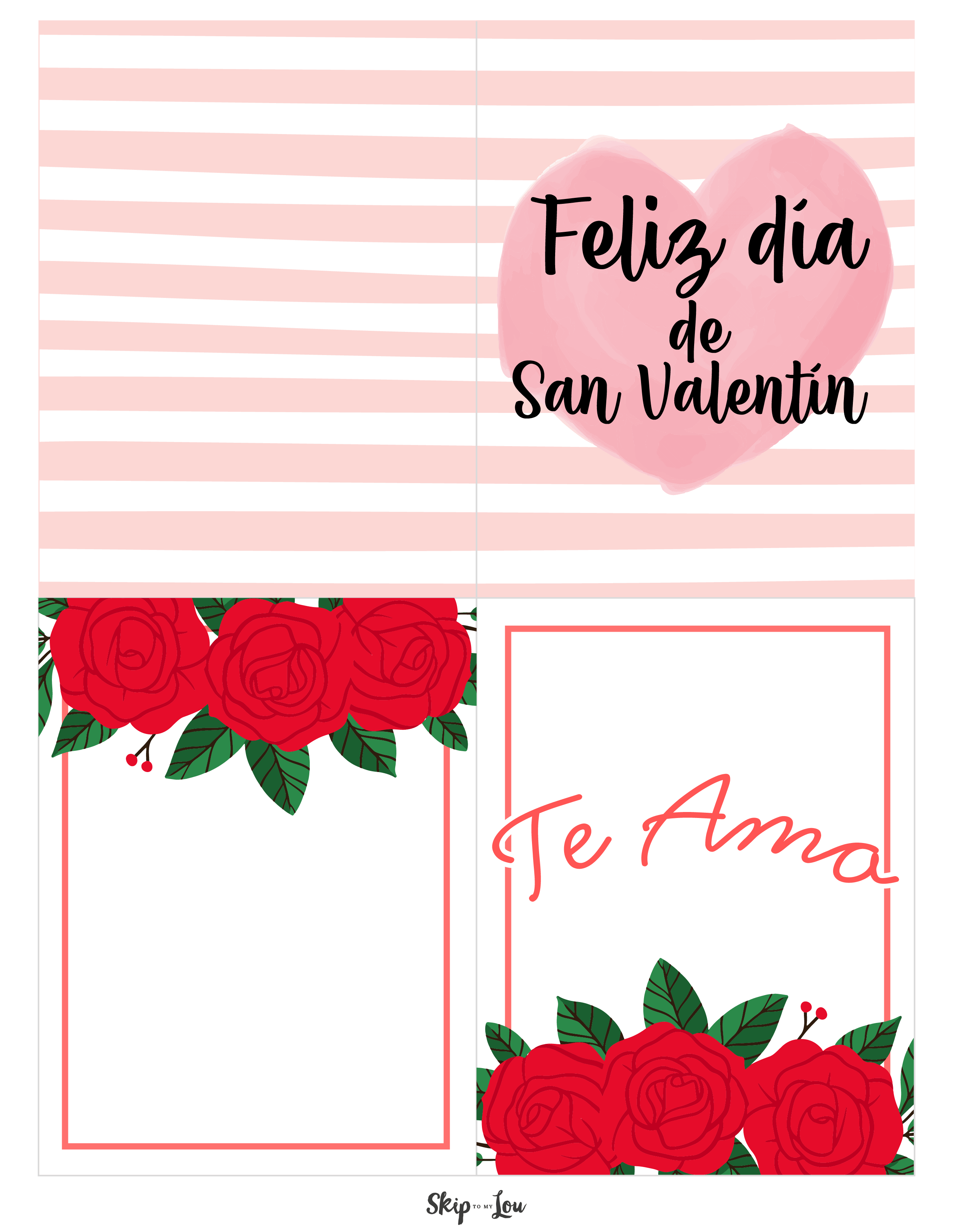 Printable Happy Valentine's Day in Spanish Cards | Skip To My Lou