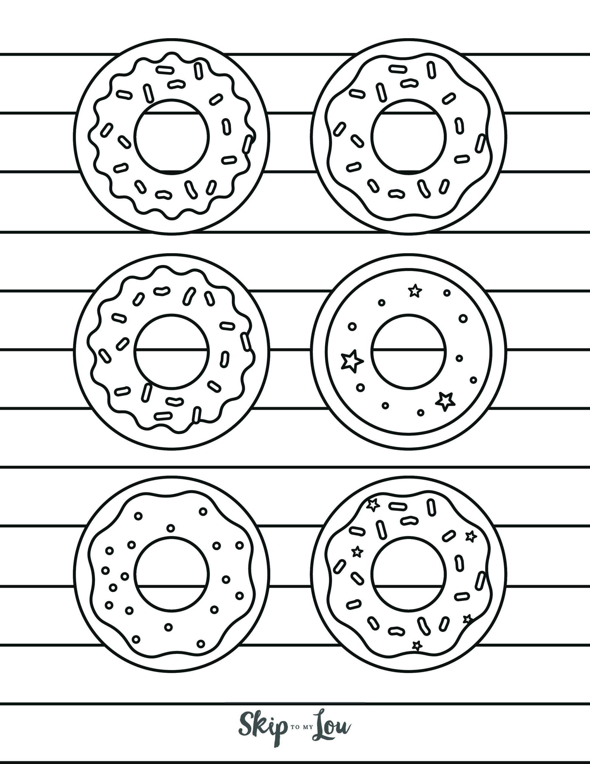 Fun Donut Coloring Pages with Free Printable Book | Skip To My Lou