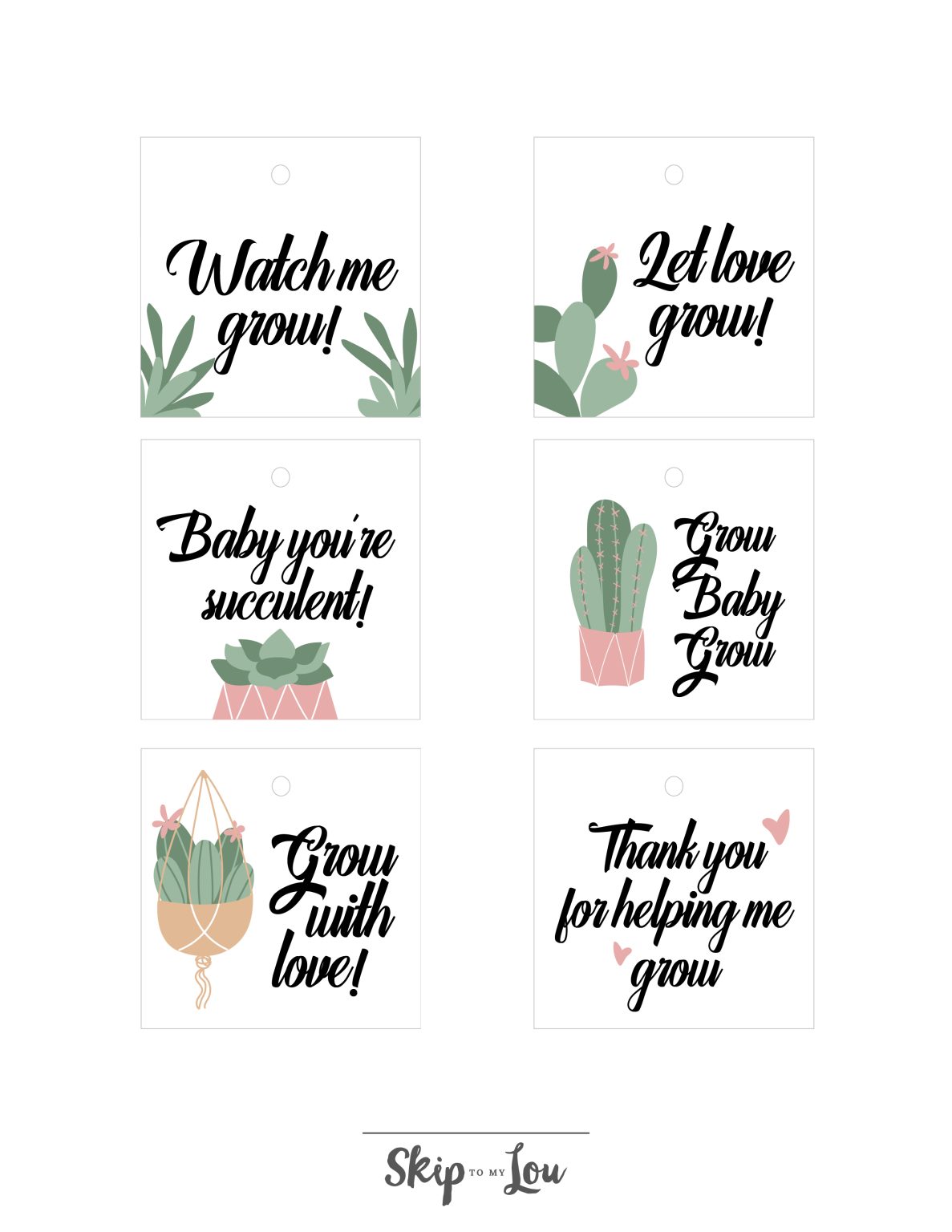 Succulent Favor Tags | Skip To My Lou
