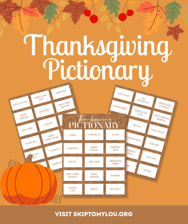 Thanksgiving Pictionary: Free Printable Fun! | Skip To My Lou