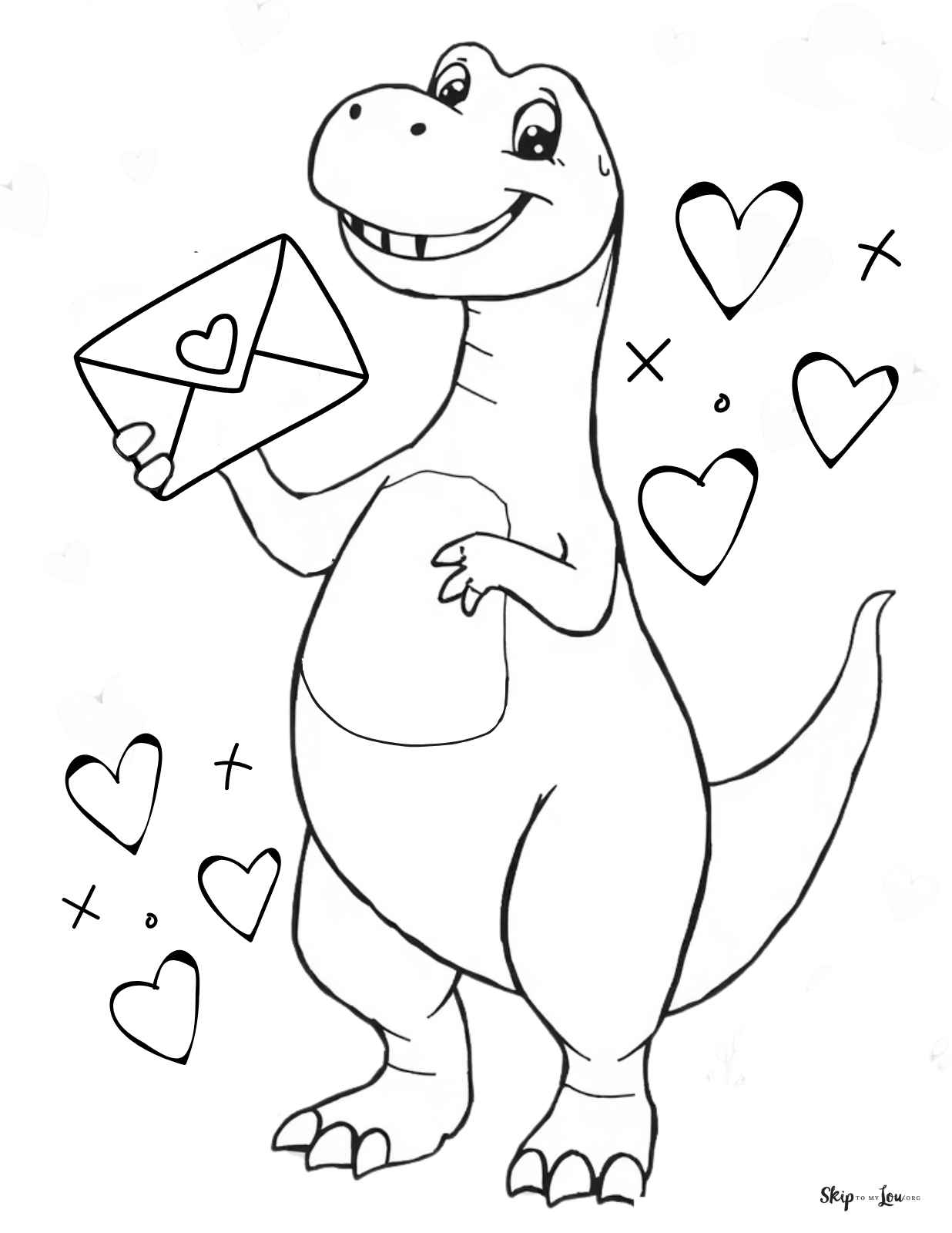 Dinosaur Valentines Coloring Pages | Skip To My Lou